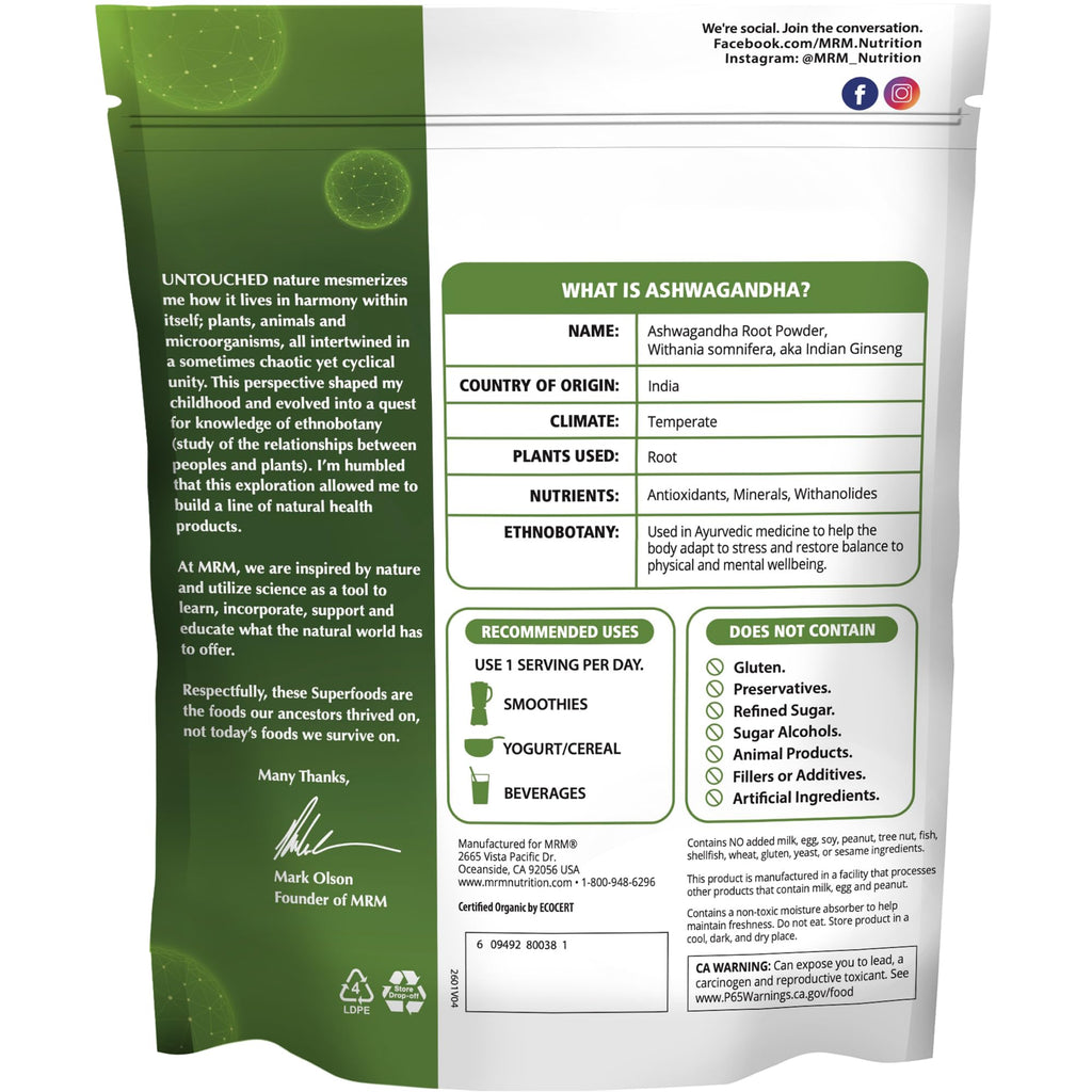 gluten-free ashwagandha superfood supplement