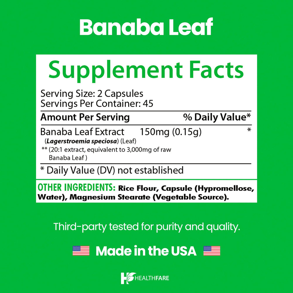 Gluten-free Banaba leaf extract pills