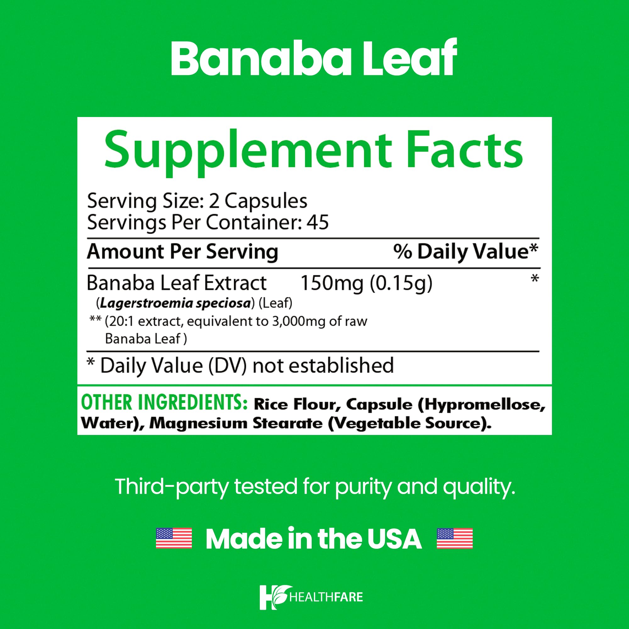 Gluten-free Banaba leaf extract pills
