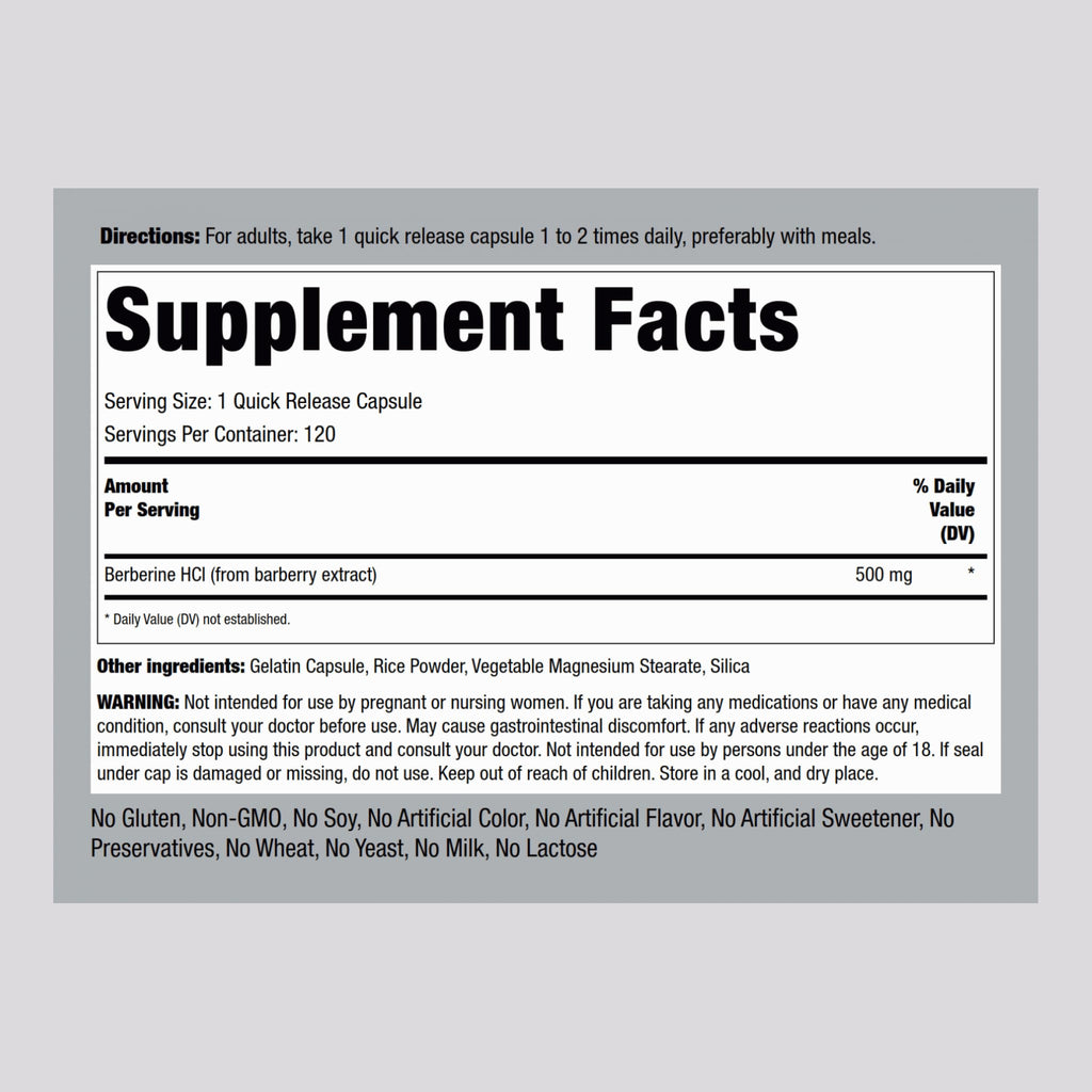 Gluten-free berberine supplement for vitality
