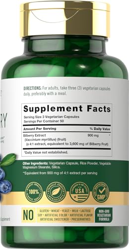 Gluten-free bilberry capsules for digestion