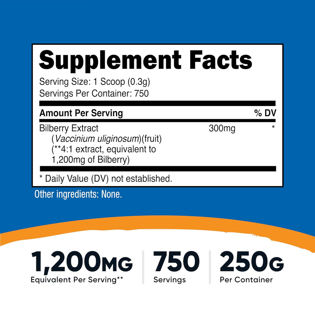 Gluten free bilberry powder supplement