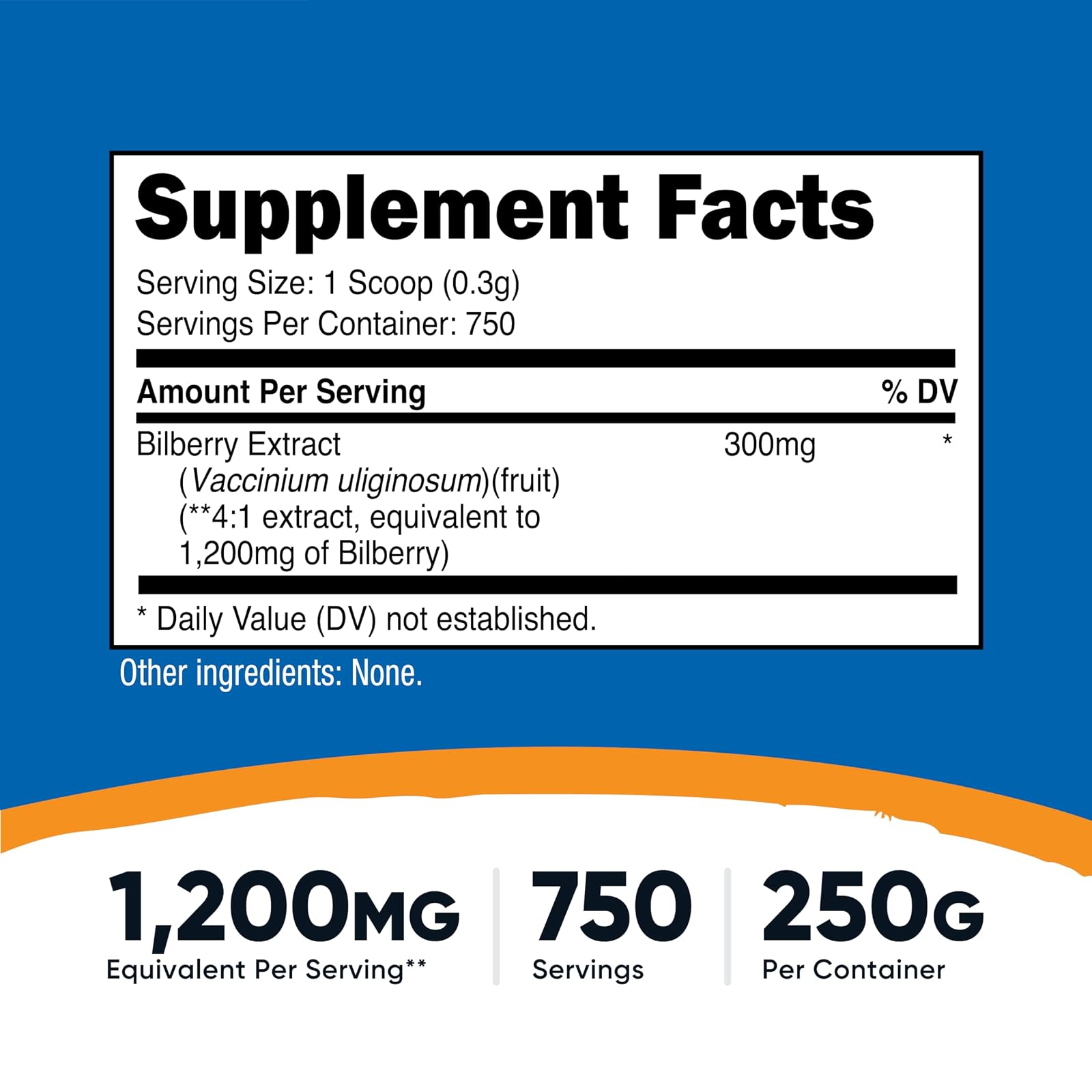 Gluten free bilberry powder supplement