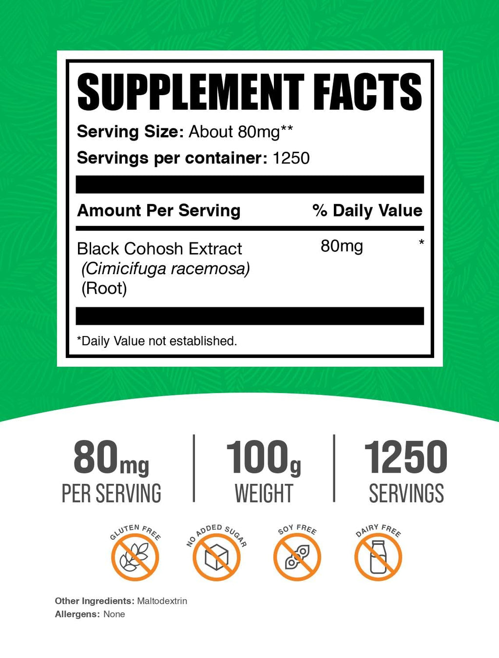 gluten-free black cohosh root powder