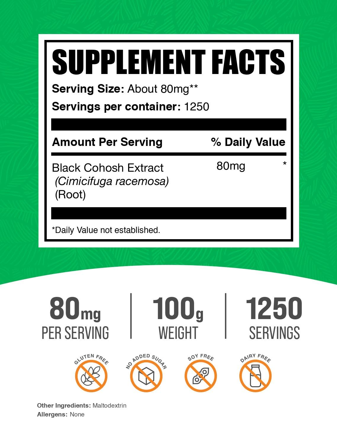 gluten-free black cohosh root powder