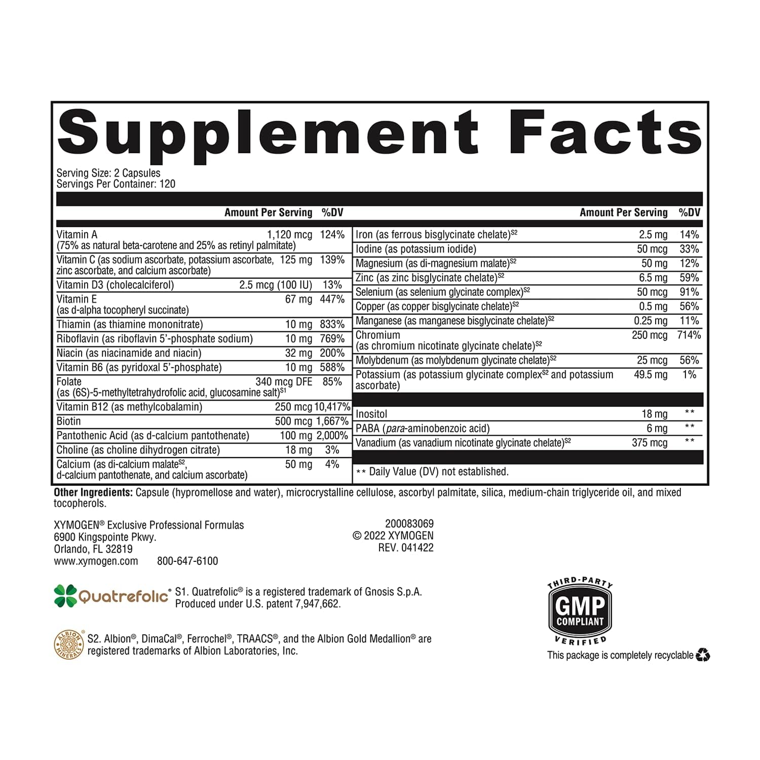gluten-free blended vitamin & mineral supplements