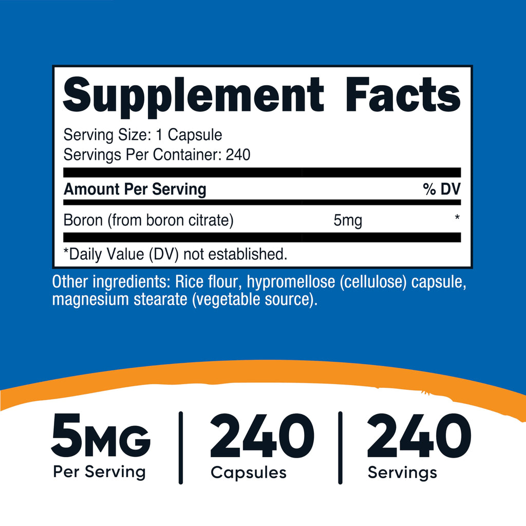 Gluten-free Boron capsules for sensitive diets