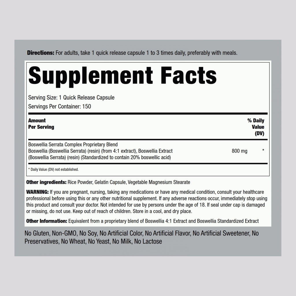gluten-free boswellia serrata supplement