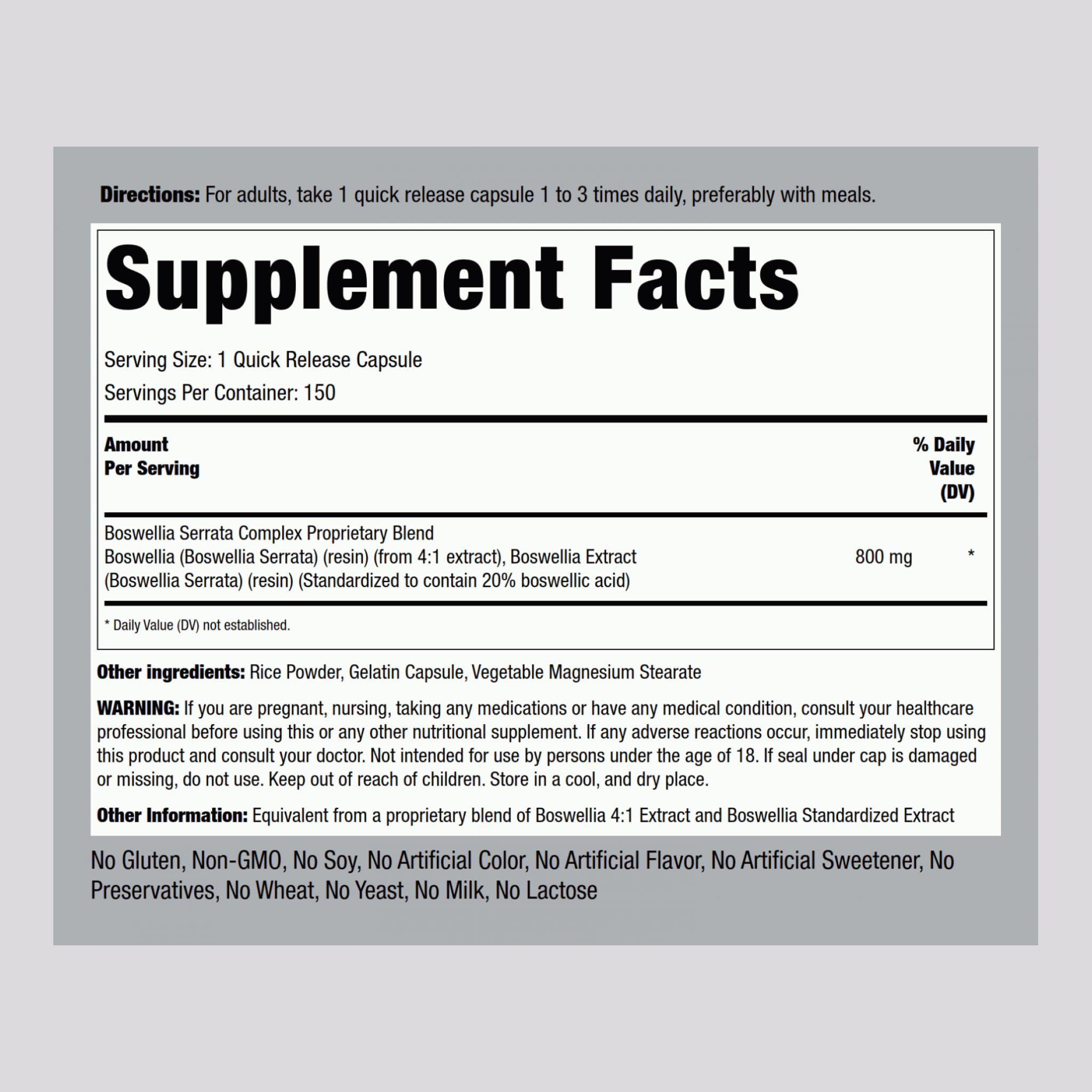 gluten-free boswellia serrata supplement