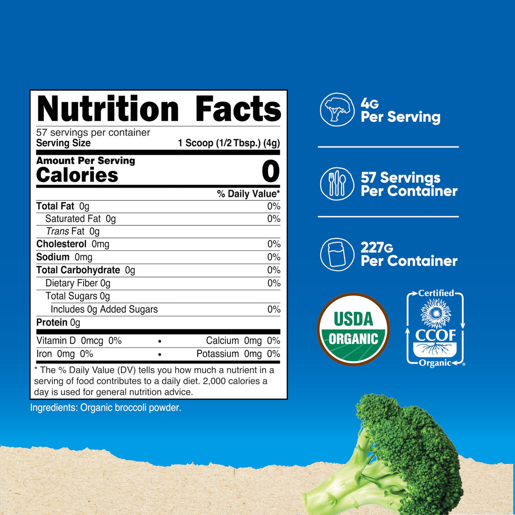 Gluten-free broccoli powder for smoothies
