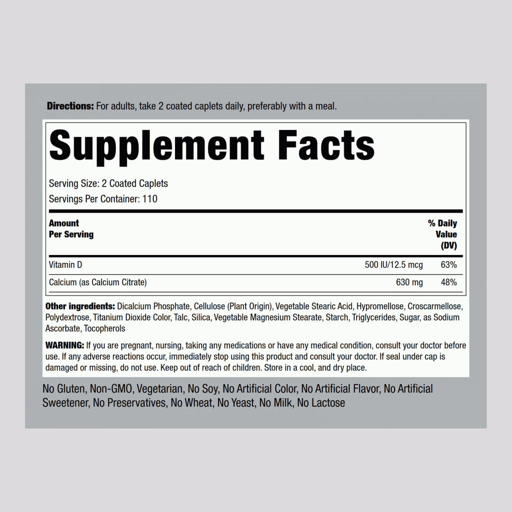 Gluten-free calcium caplets for wellness