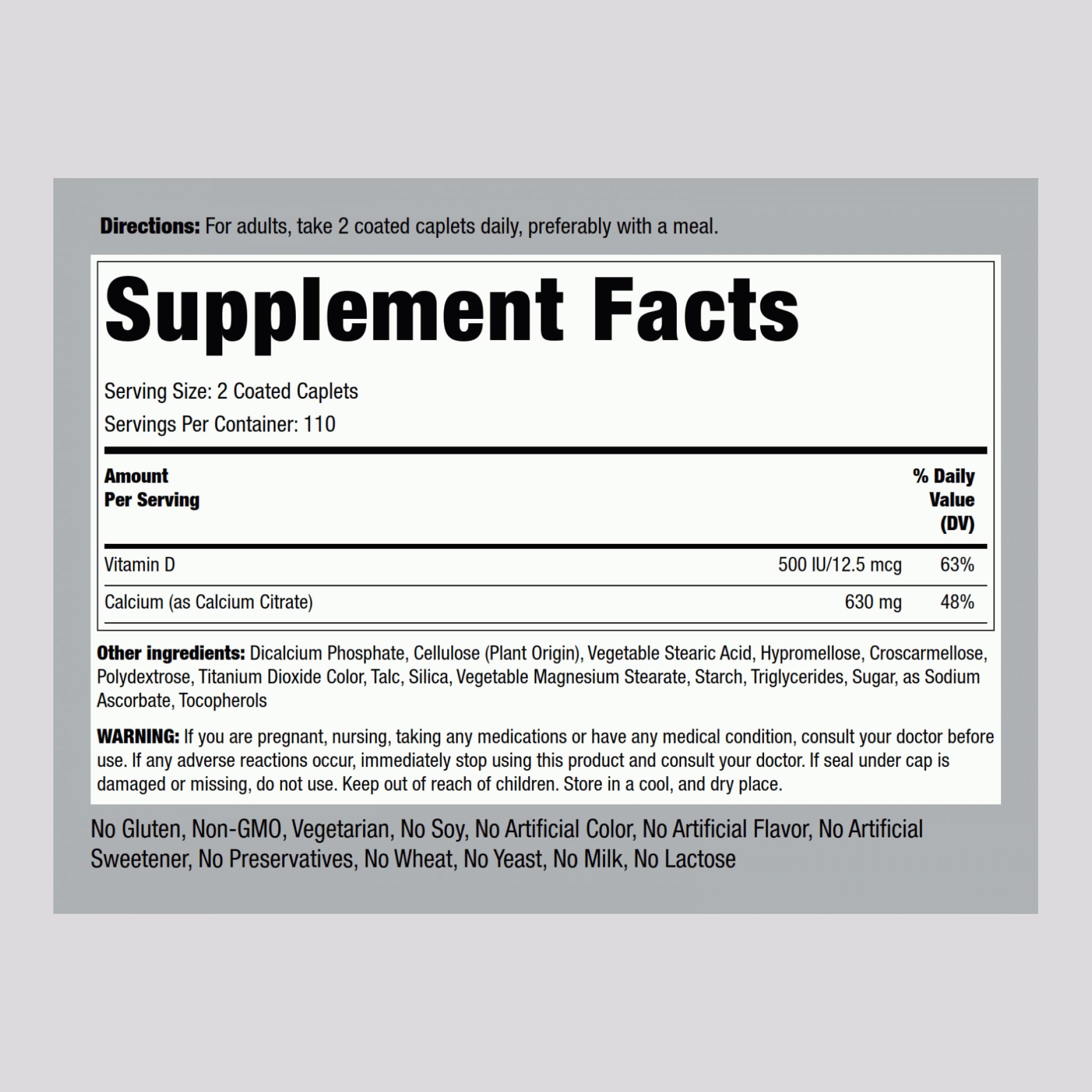 Gluten-free calcium caplets for wellness