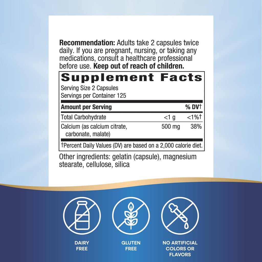 Gluten-free calcium citrate for wellness