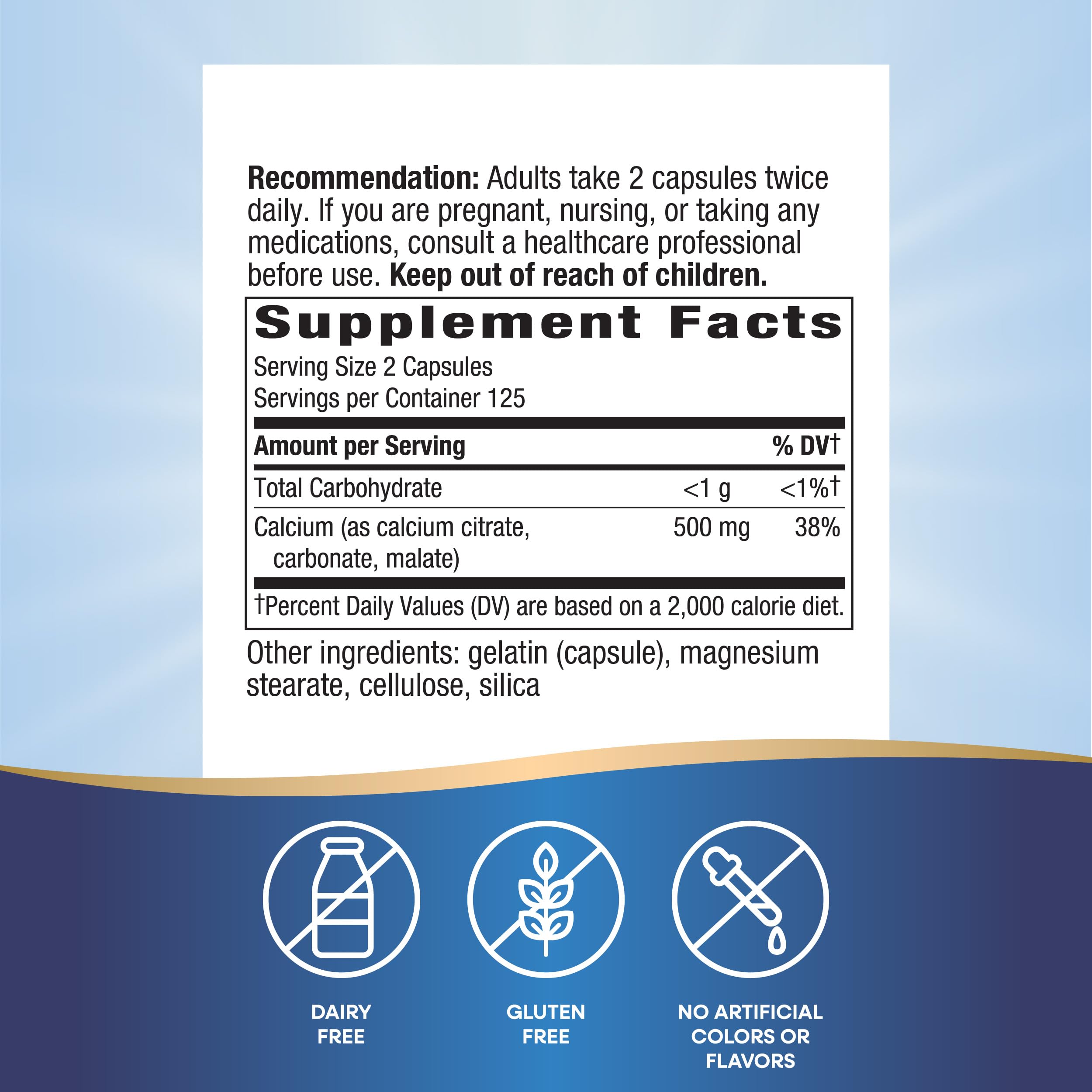 Gluten-free calcium citrate for wellness