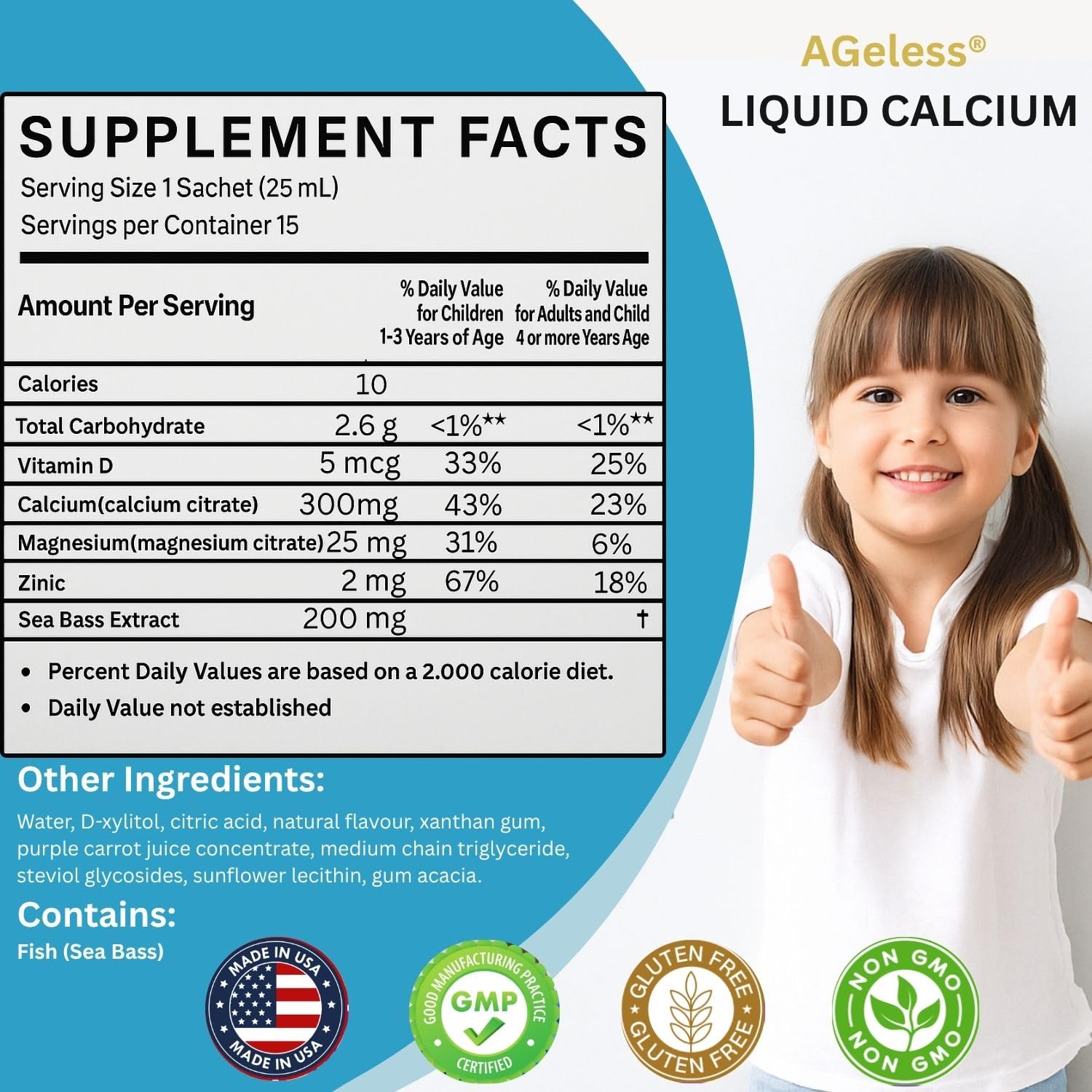 Gluten-free calcium supplement for children