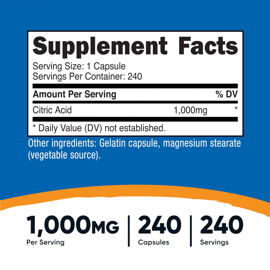 gluten free citric acid supplement