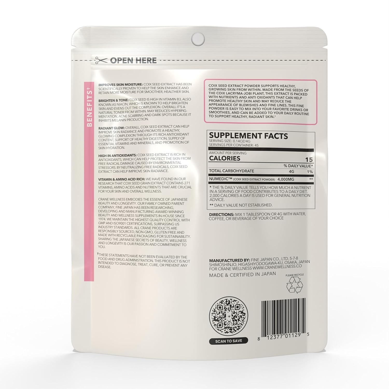 gluten-free coix seed powder