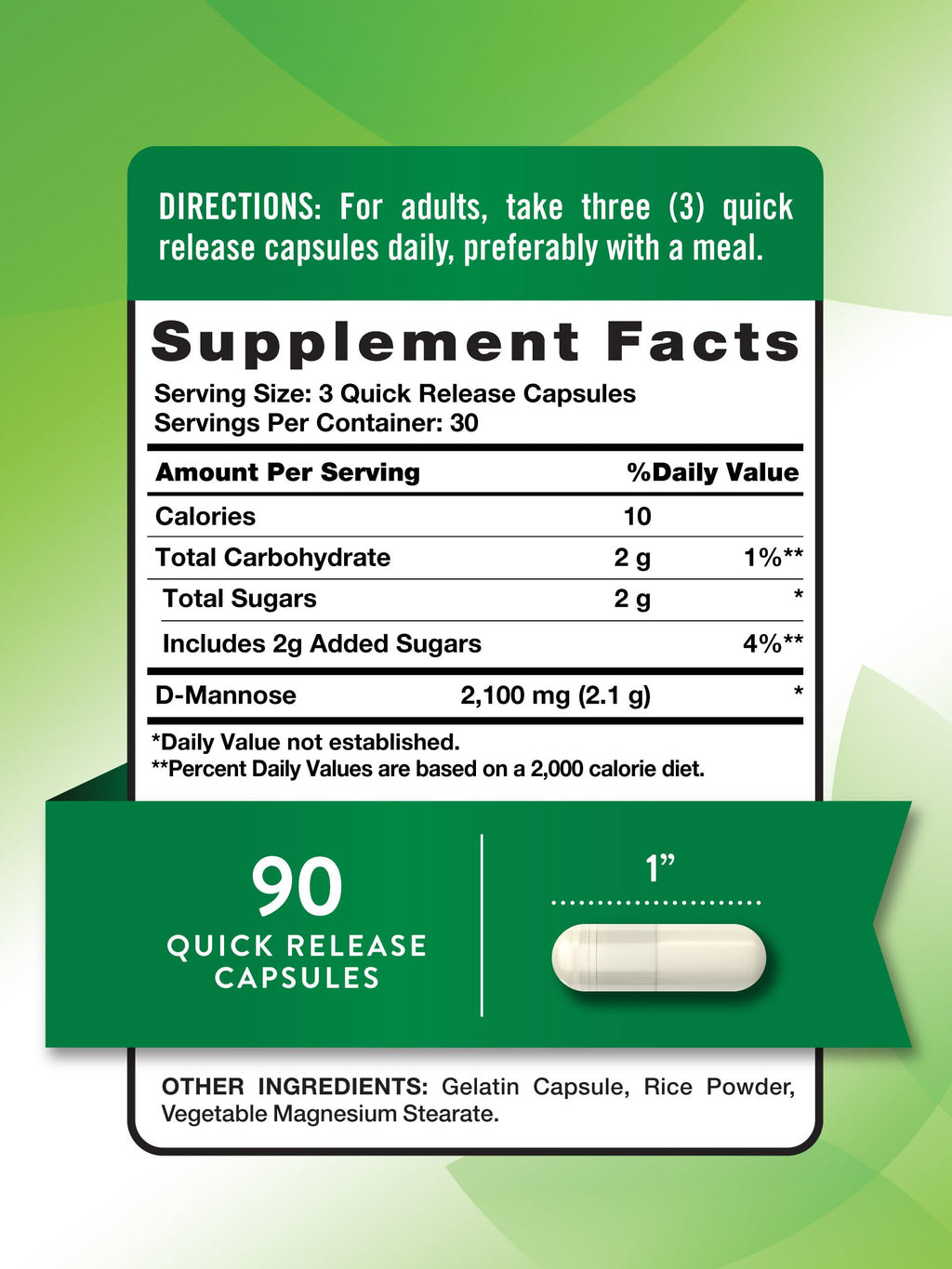 Gluten free D-Mannose capsules for health