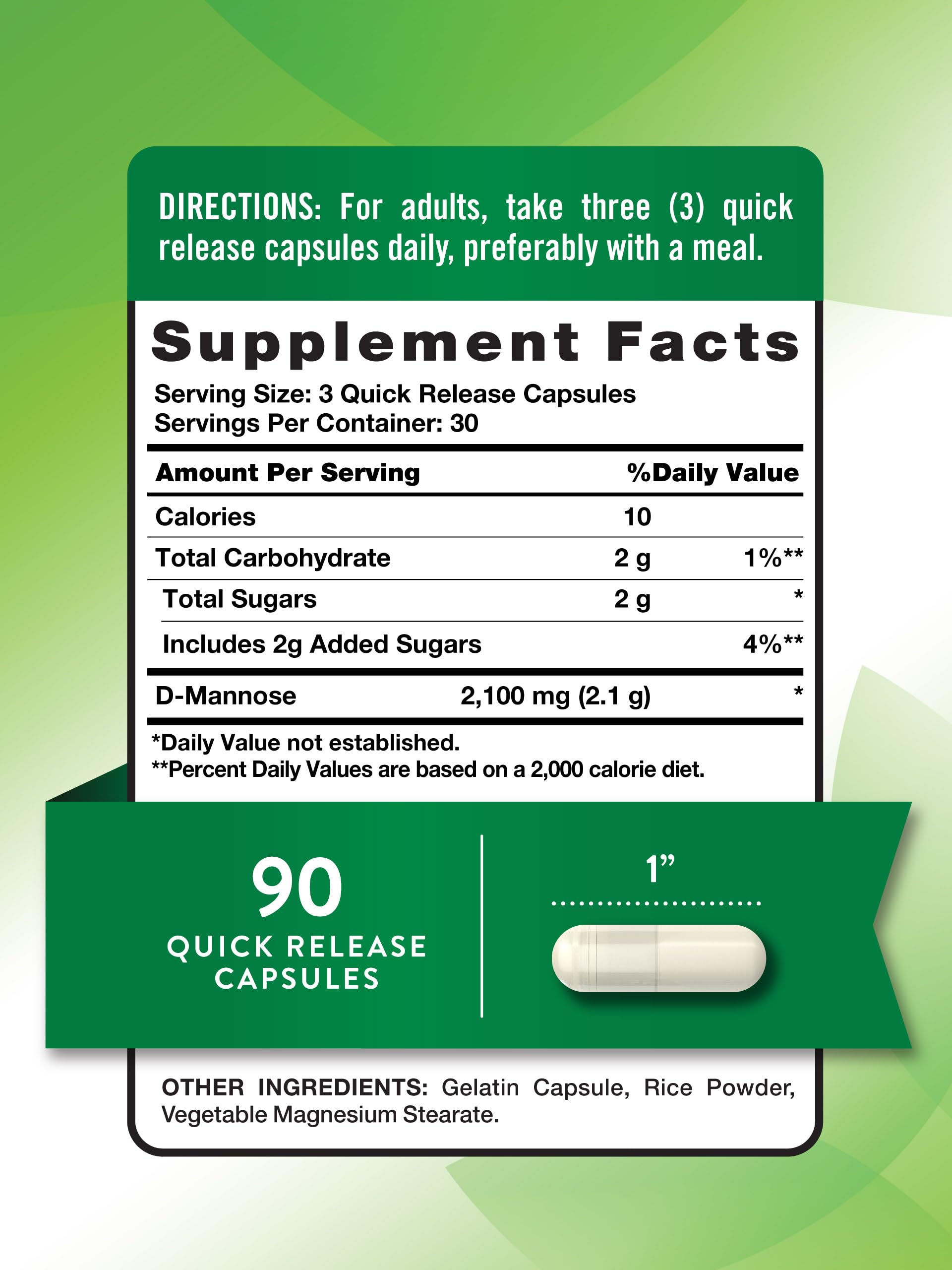 Gluten free D-Mannose capsules for health