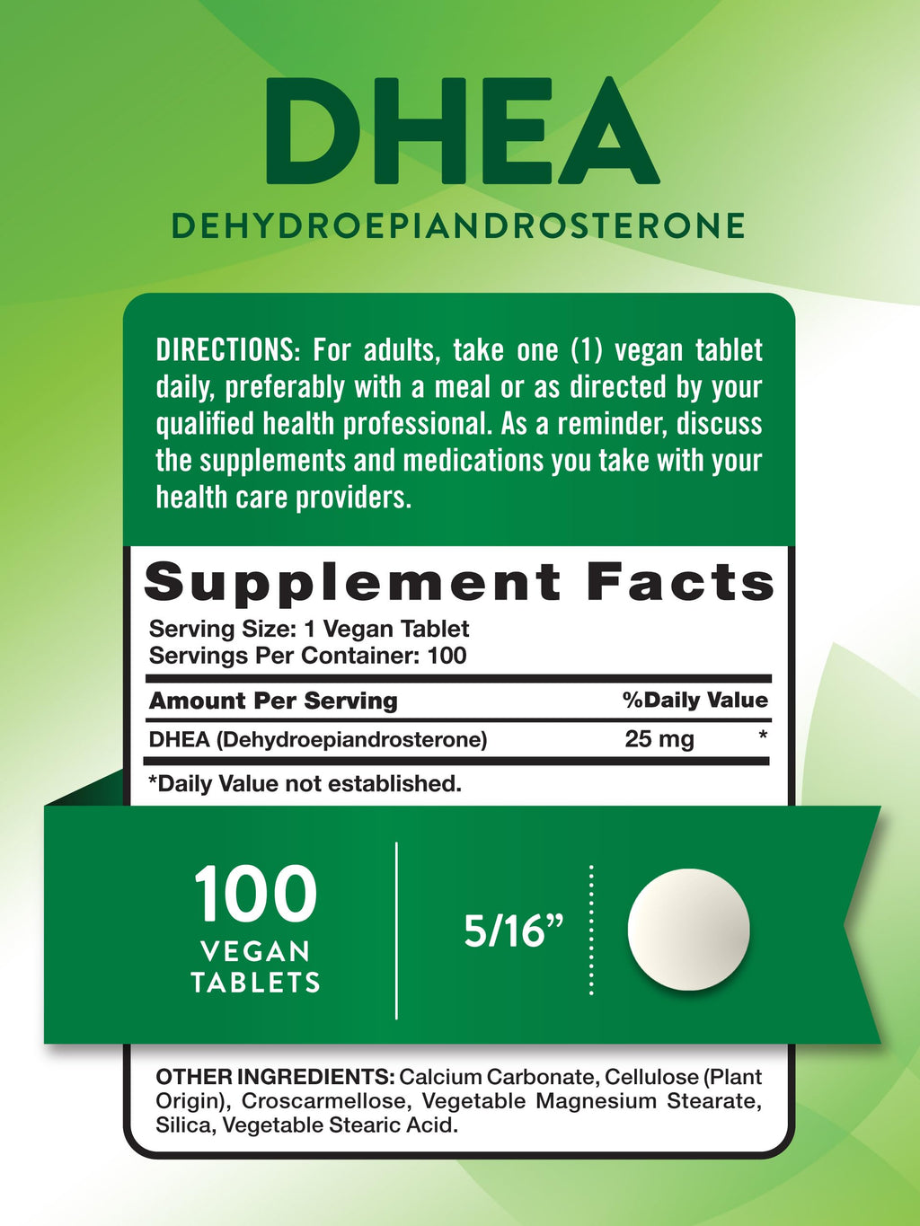 Gluten free DHEA tablets for health
