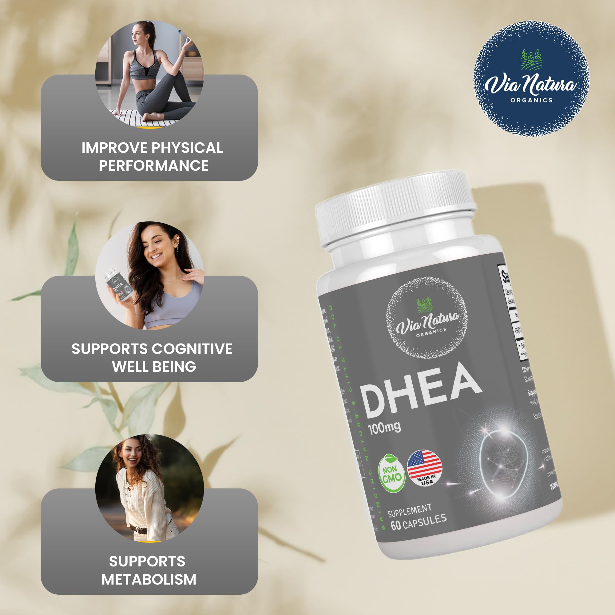 Gluten free DHEA vitamins for health