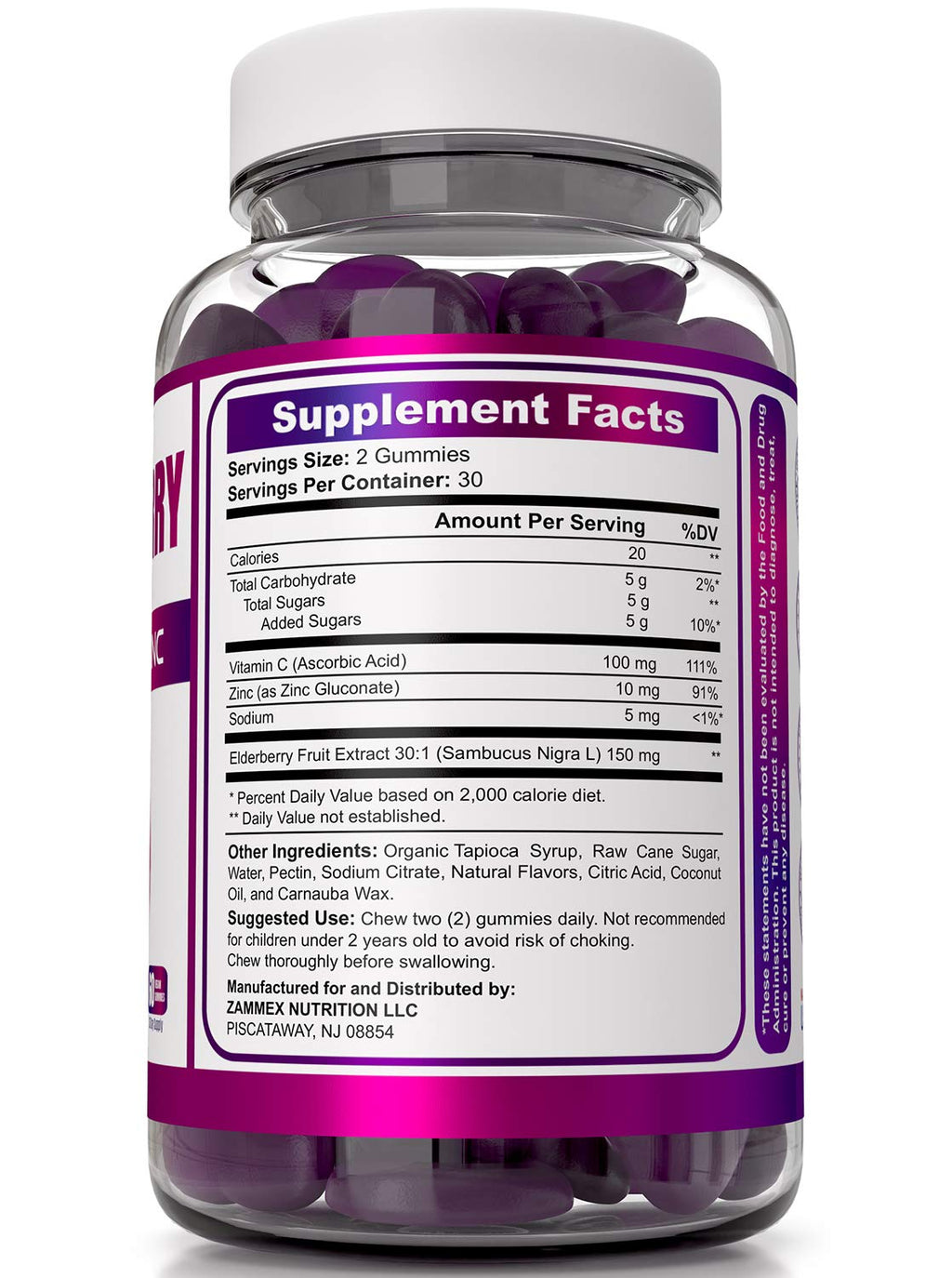 Gluten-free elderberry gummies with zinc