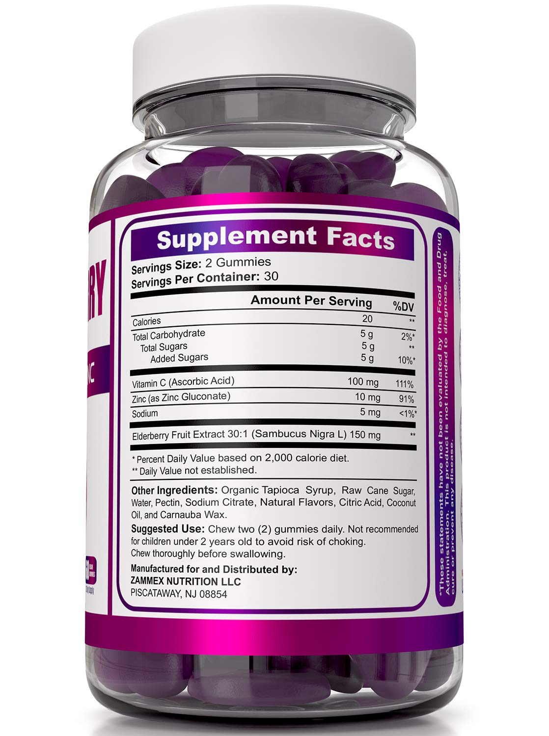 Gluten-free elderberry gummies with zinc