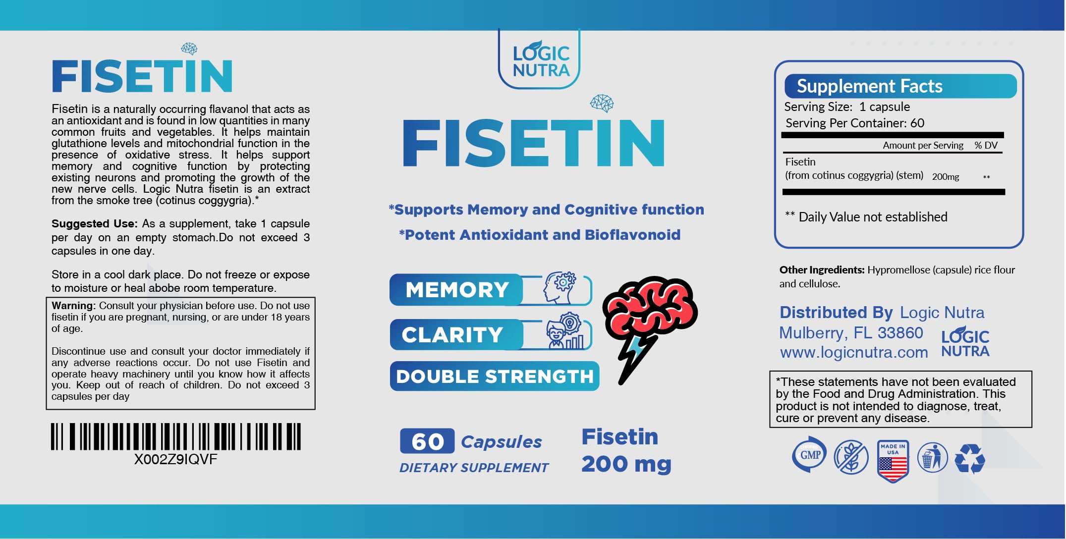 Gluten-free Fisetin health support capsules