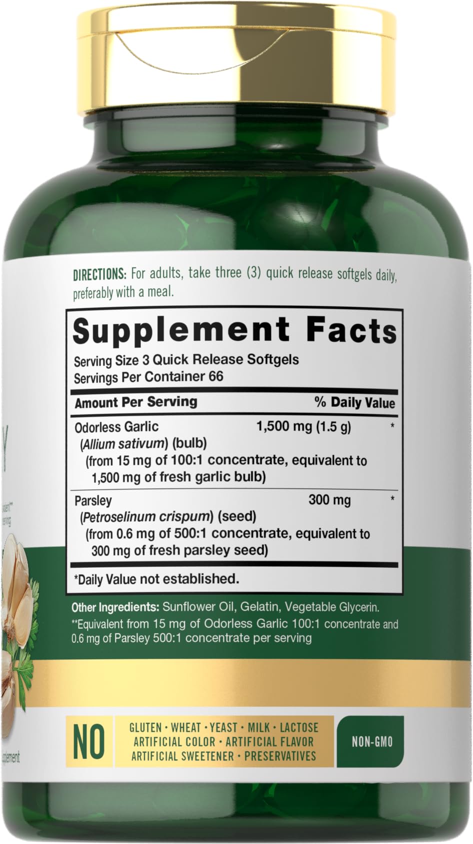 Gluten-free garlic softgels for health