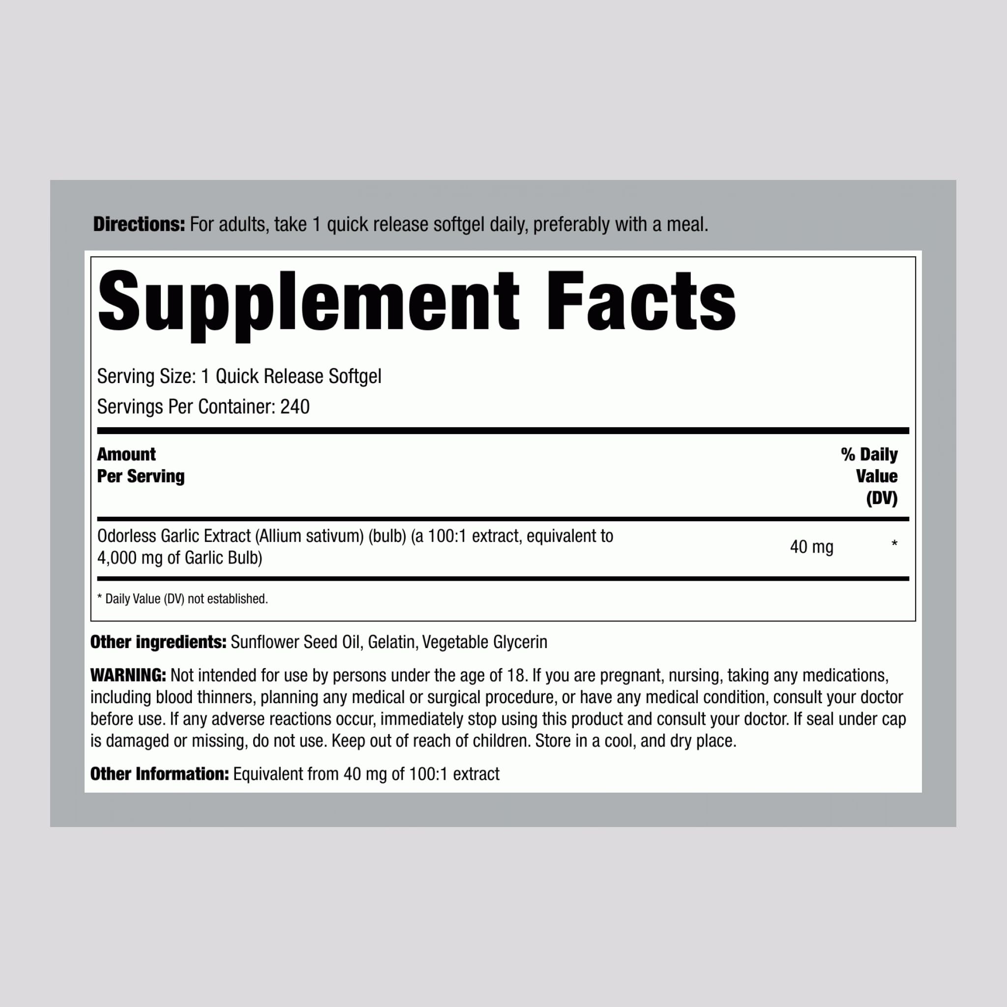 gluten free garlic softgels for wellness