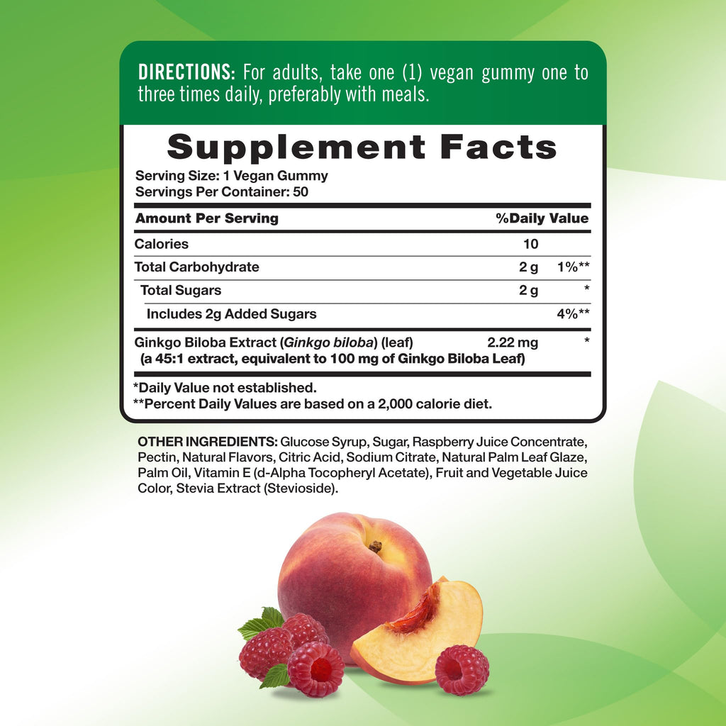 gluten-free ginkgo biloba gummies in peach raspberry