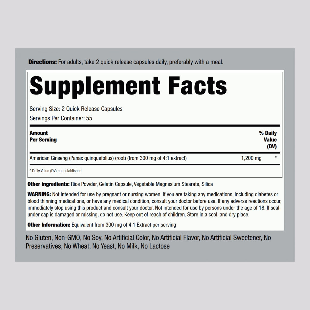 Gluten free ginseng root extract