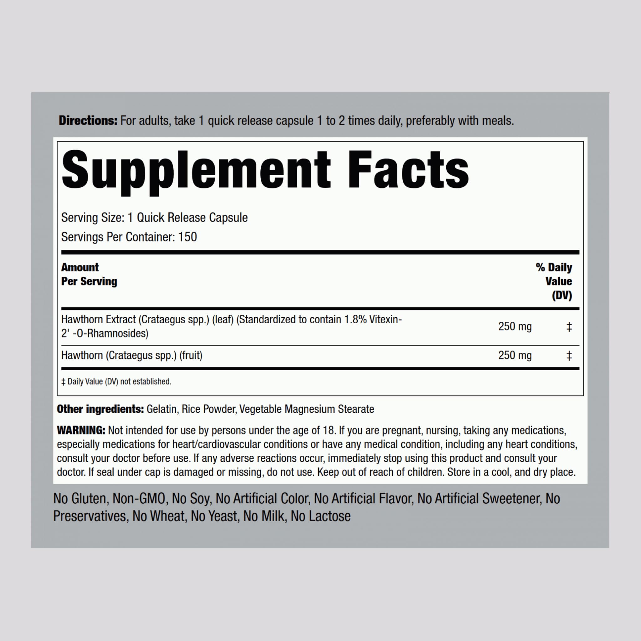 Gluten-free hawthorn extract pills