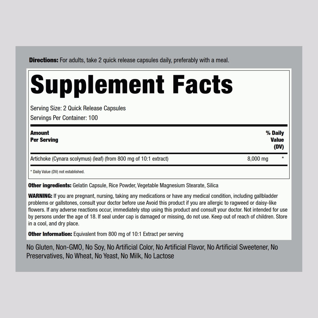 gluten-free herbal artichoke pills