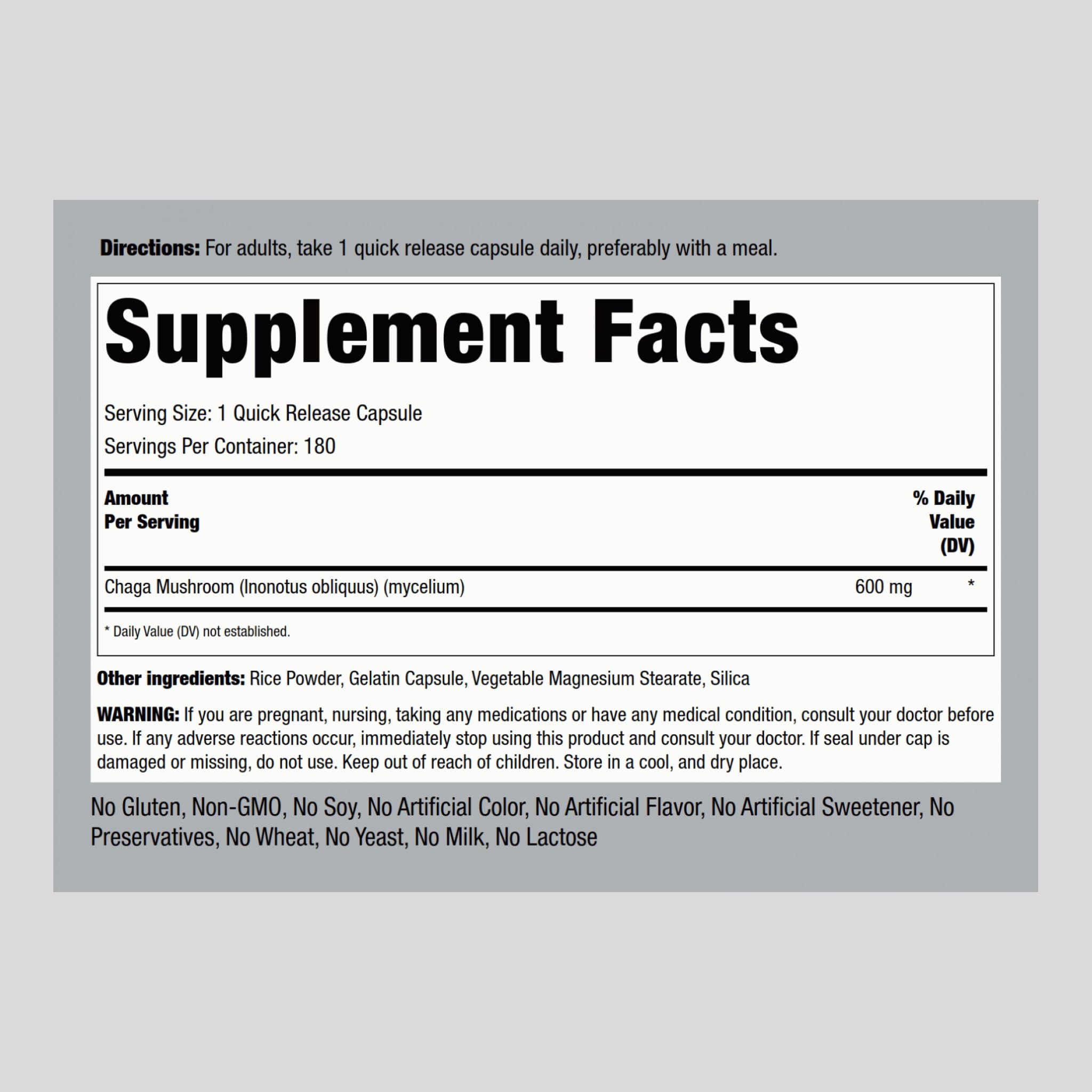 Gluten free herbal mushroom capsules