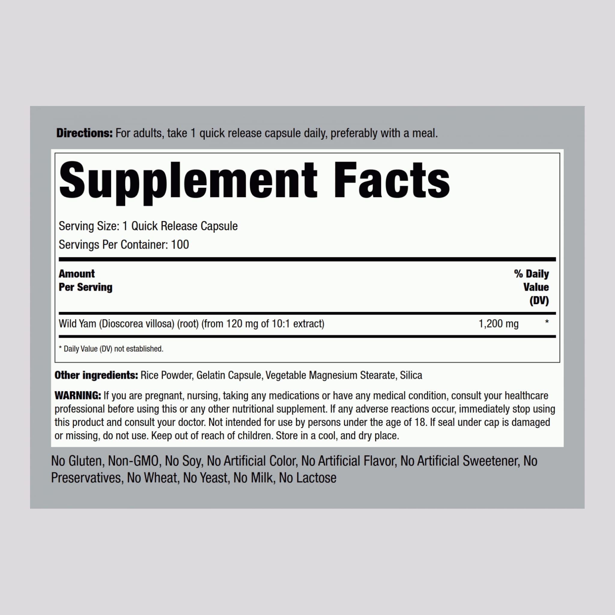 Gluten-free herbal supplement capsules