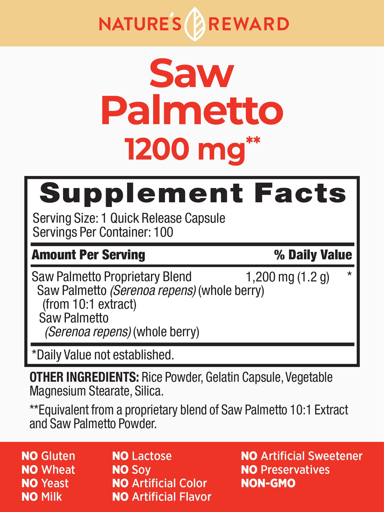 gluten free herbal supplement saw palmetto