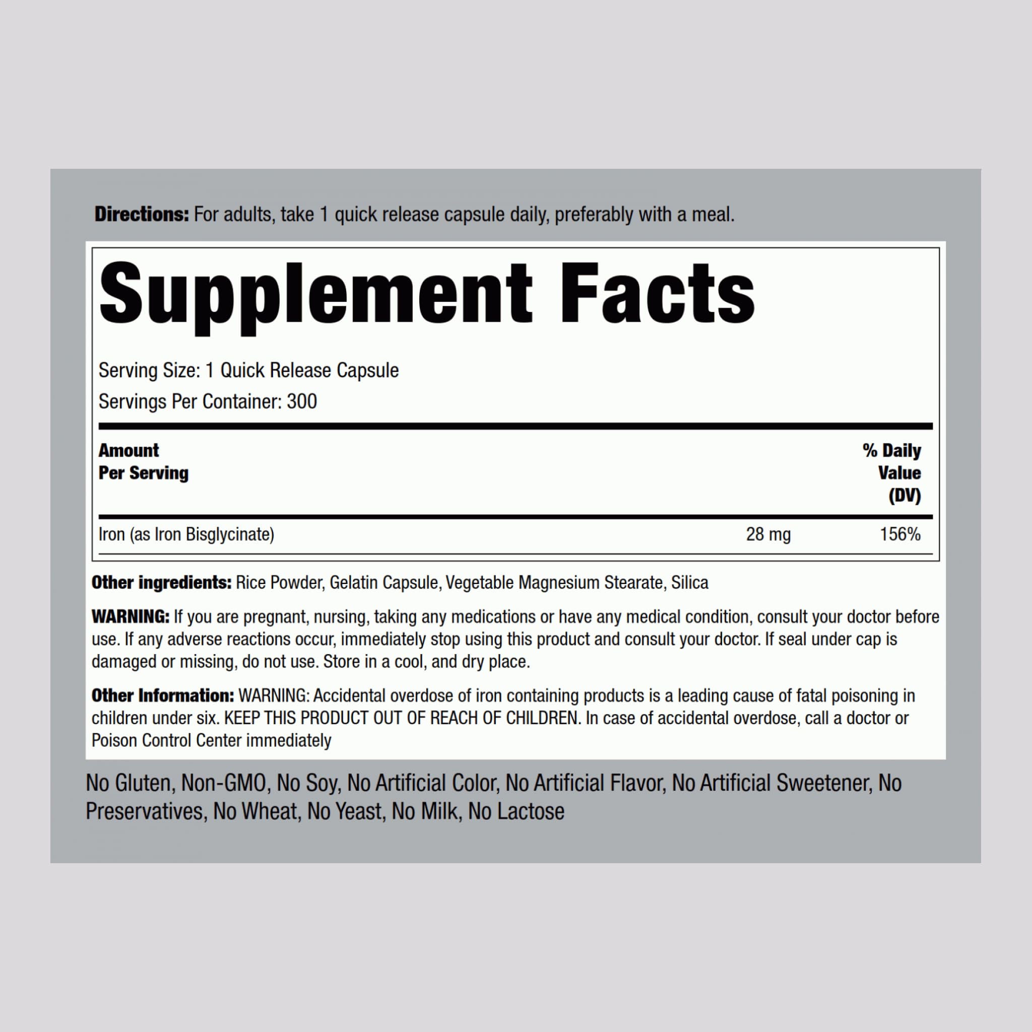 gluten-free iron dietary supplement