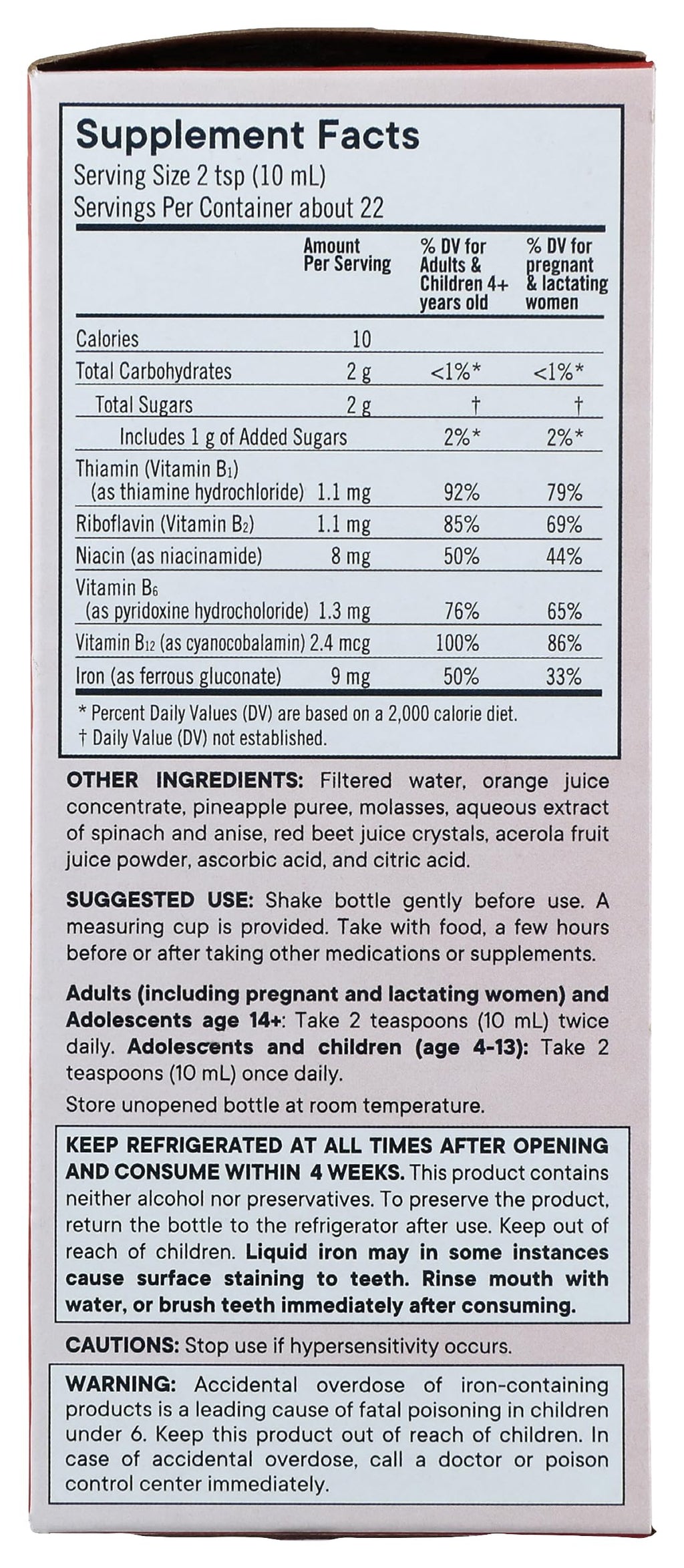 gluten-free iron liquid formula