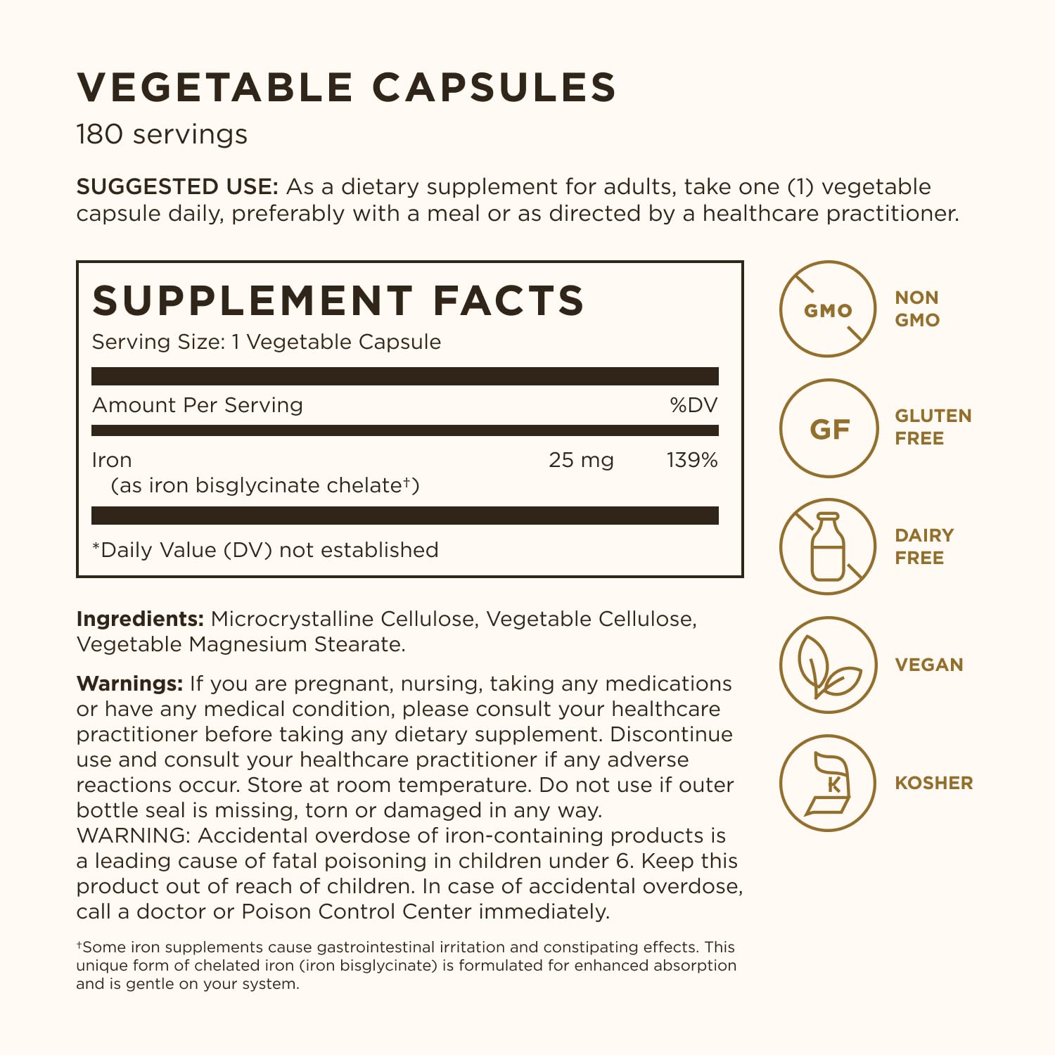 Gluten-free iron supplement for wellness