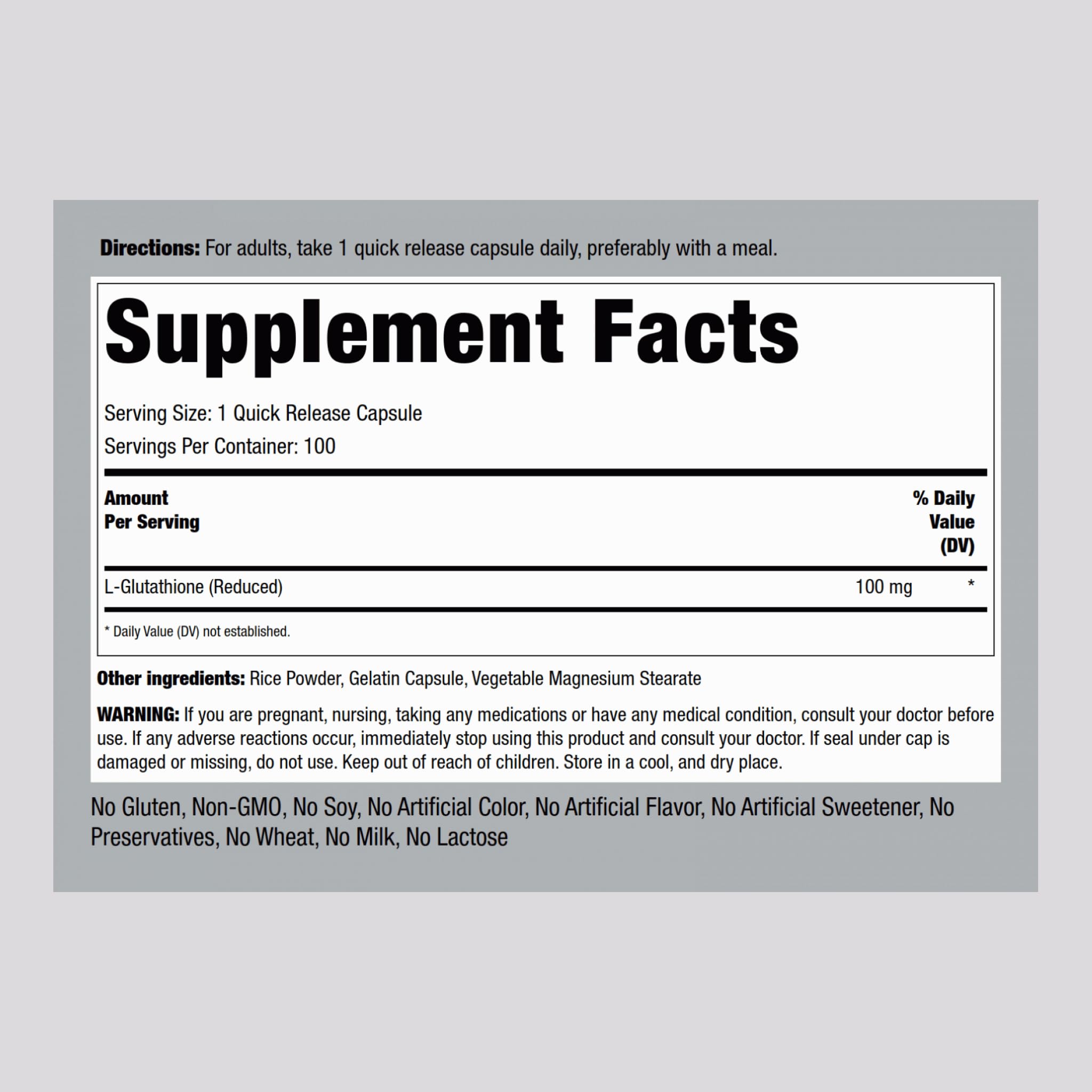 Gluten free L-Glutathione capsules