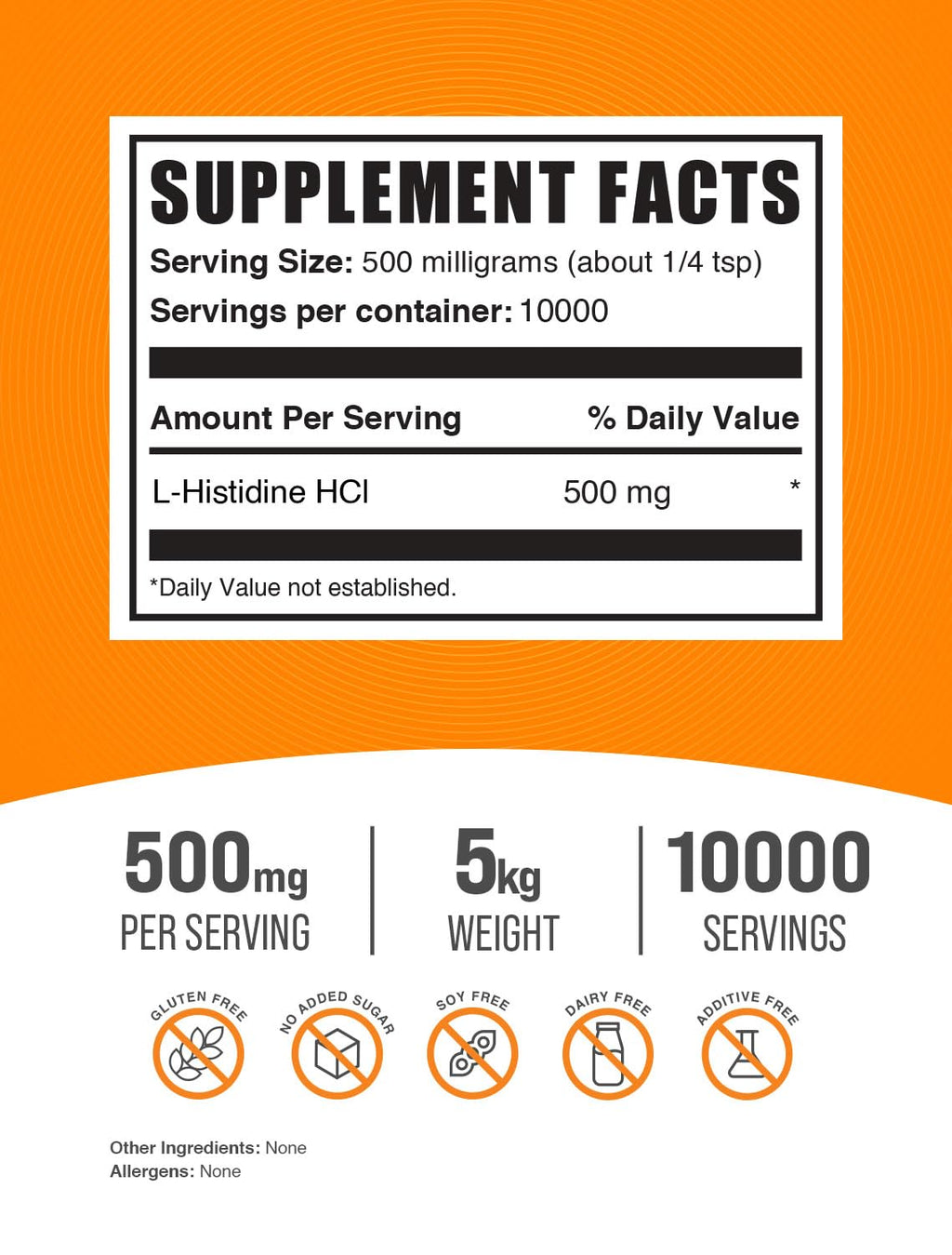 Gluten free L-Histidine powder for dietary needs