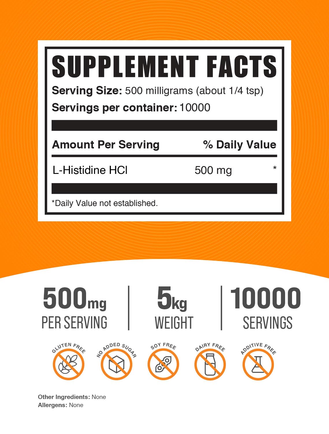 Gluten free L-Histidine powder for dietary needs