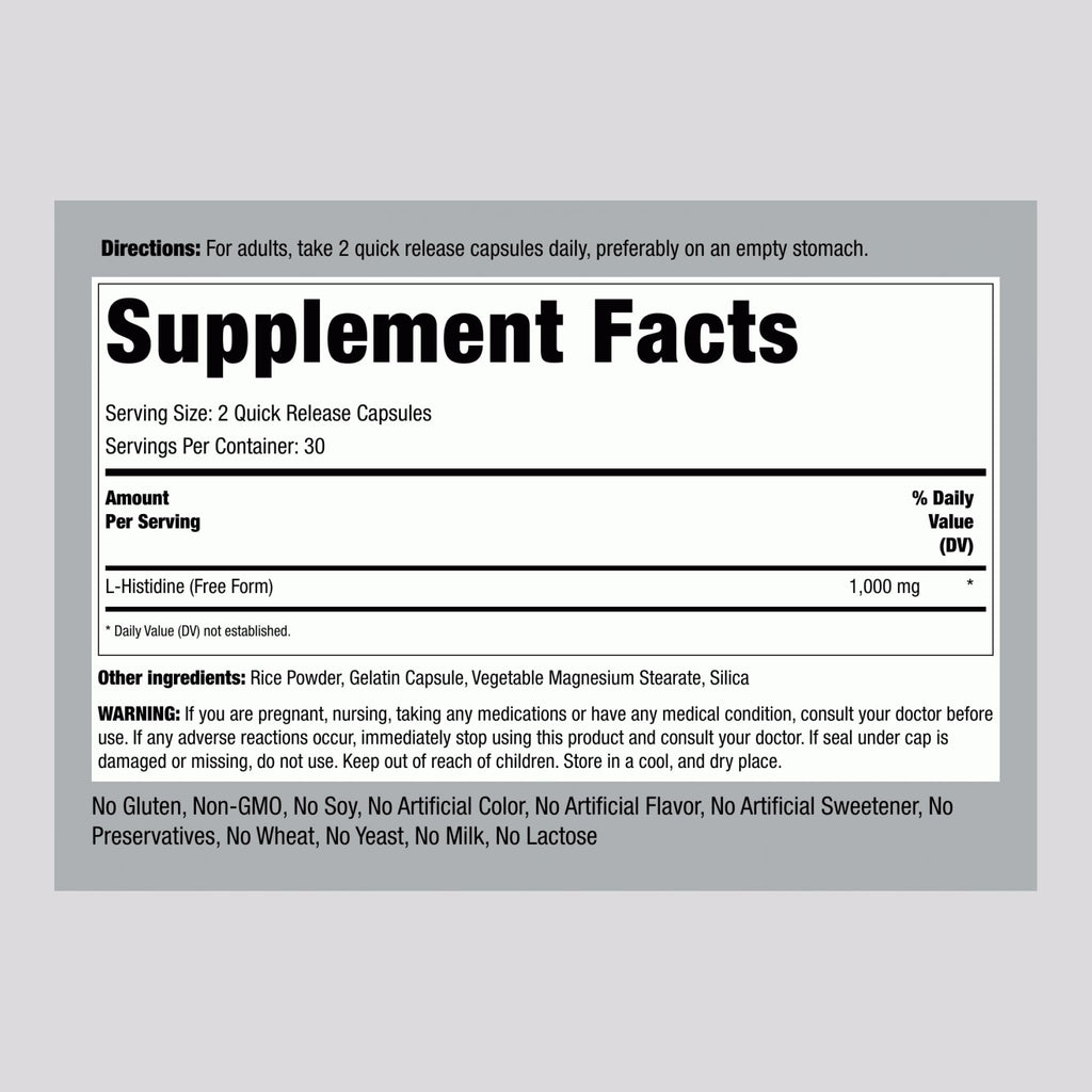 Gluten free L-Histidine supplement benefits