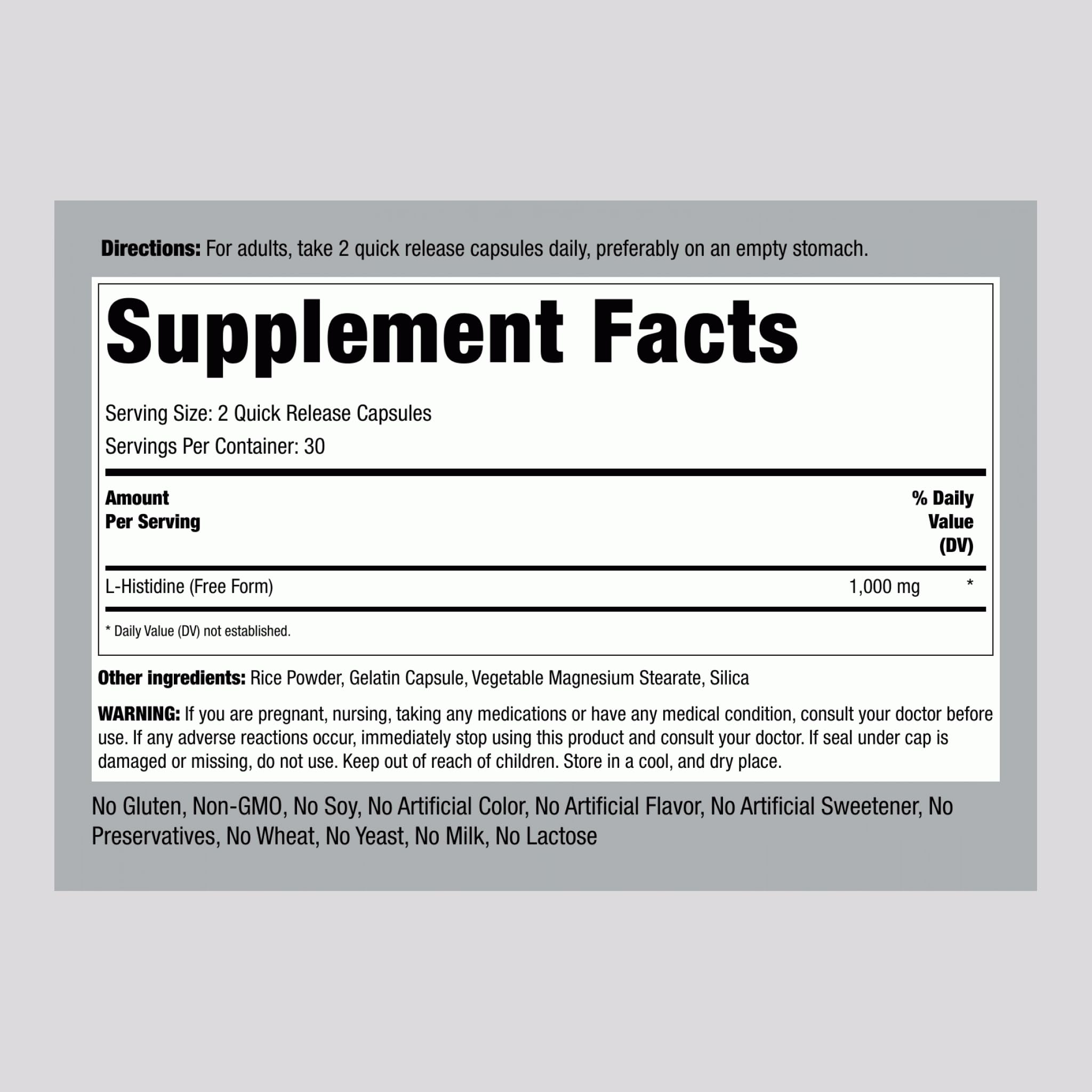 Gluten free L-Histidine supplement benefits