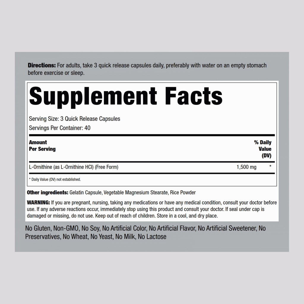 Gluten free L-Ornithine supplement benefits
