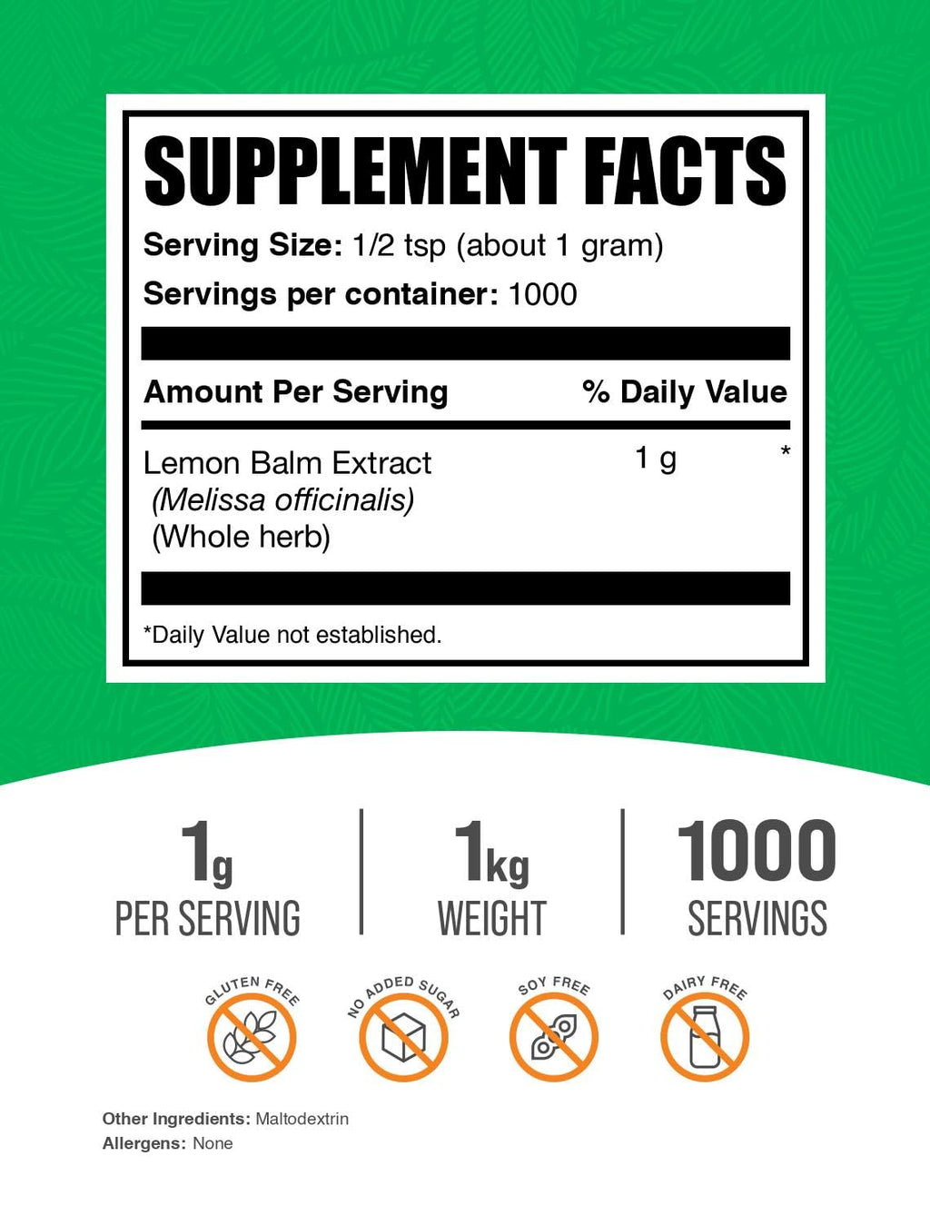 Gluten free lemon balm powder