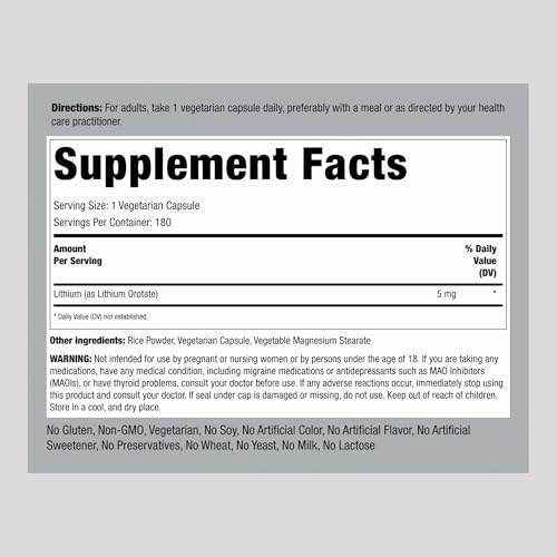 Gluten-free lithium orotate benefits