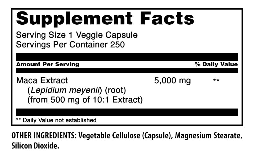 Gluten-free maca extract capsules