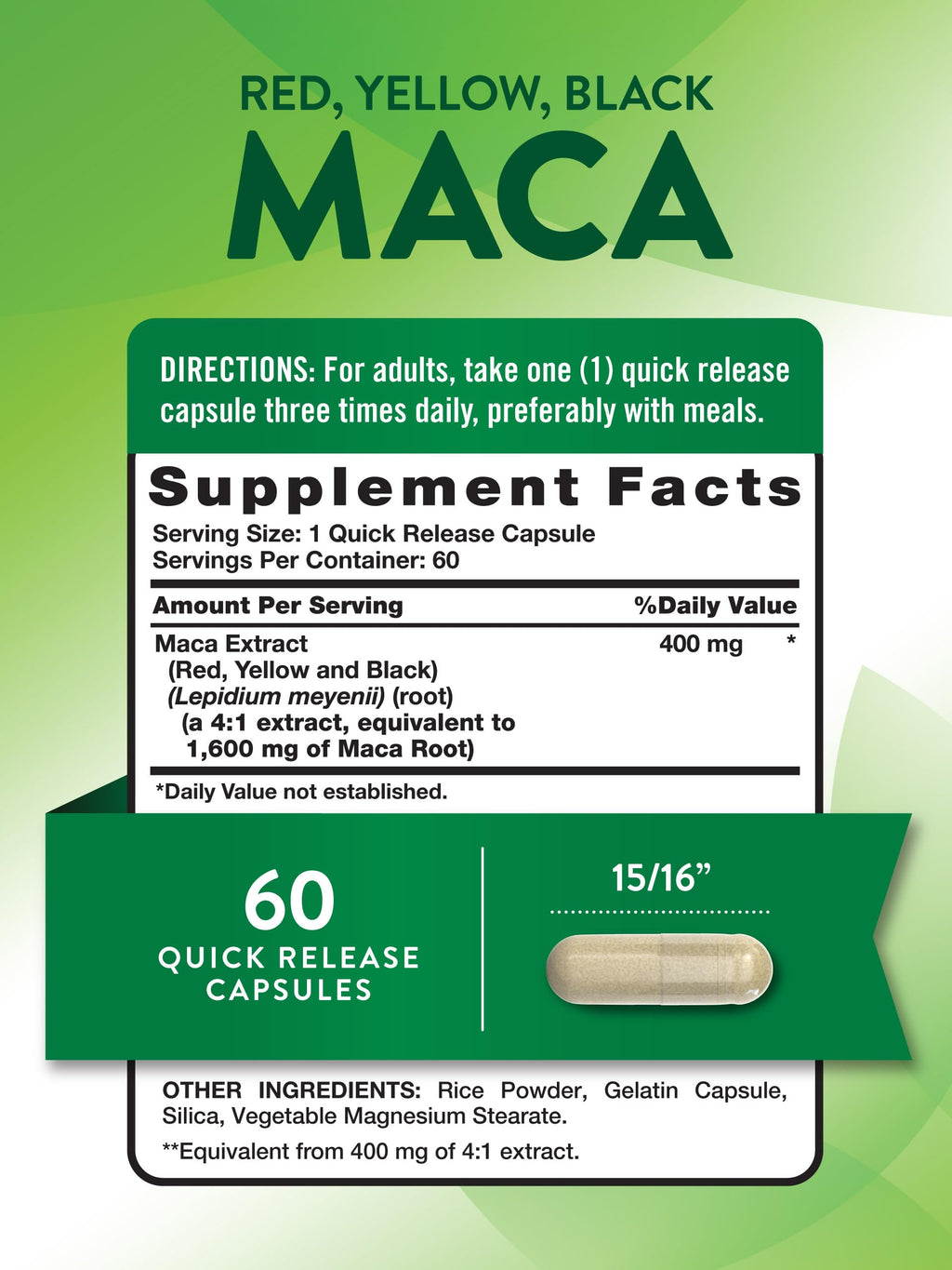 Gluten free maca root capsules